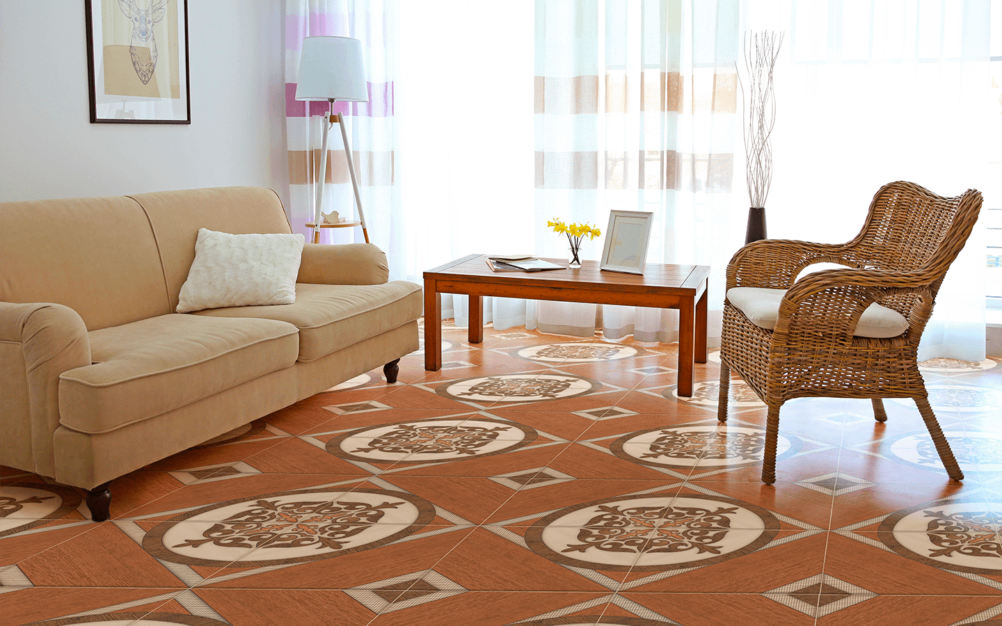 PISO LINARES TERRACOTA 35.7X35.7CM CONSTRUFACIL