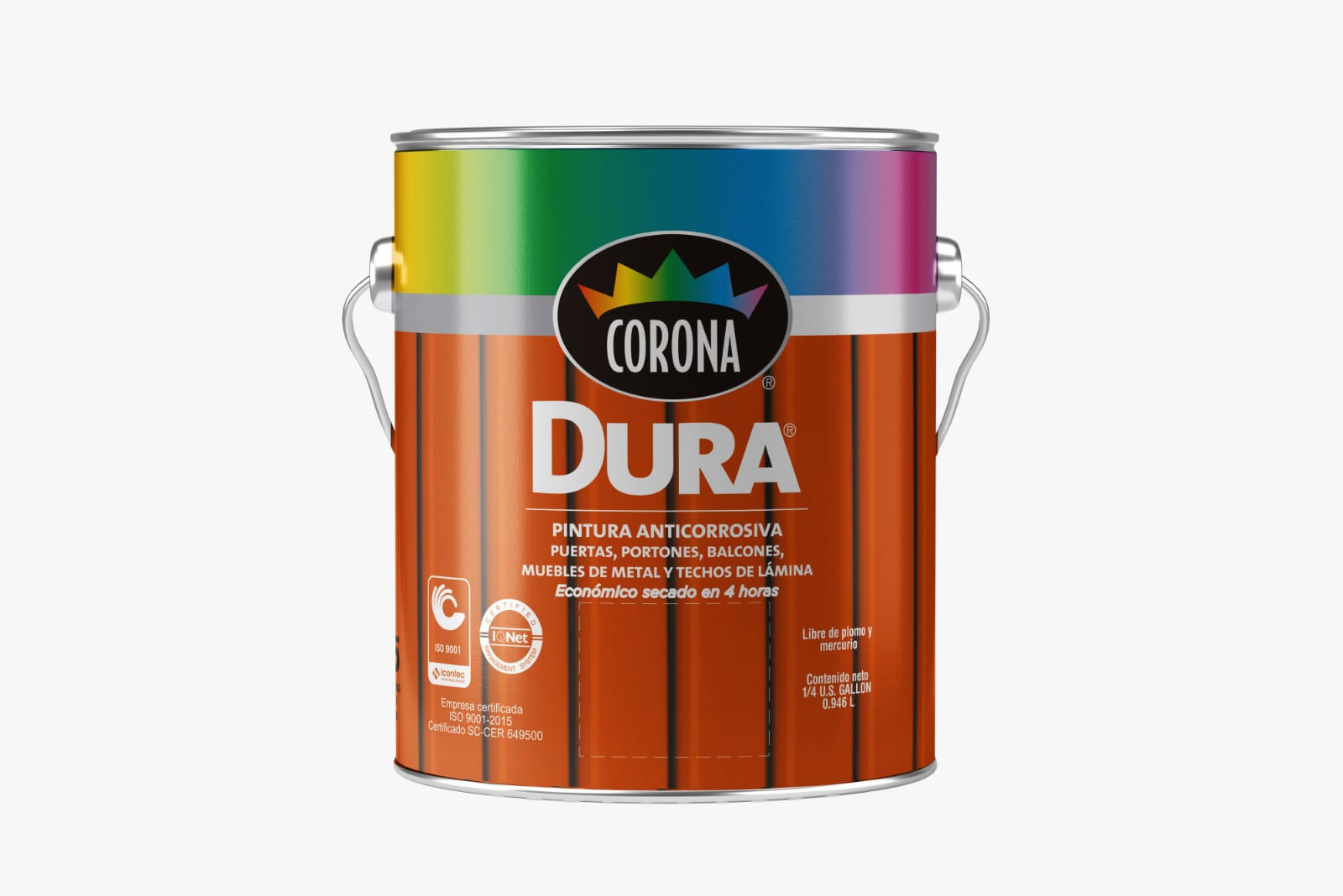PINTURA ANTICORROSIVA DURA CORONA NEGRO BRILLANTE GALON CONSTRUFACIL