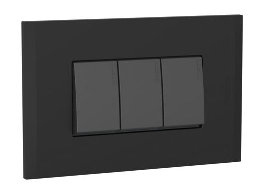 INTERRUPTOR TRIPLE SENCILLO NEGRO NOBILE CONSTRUFACIL