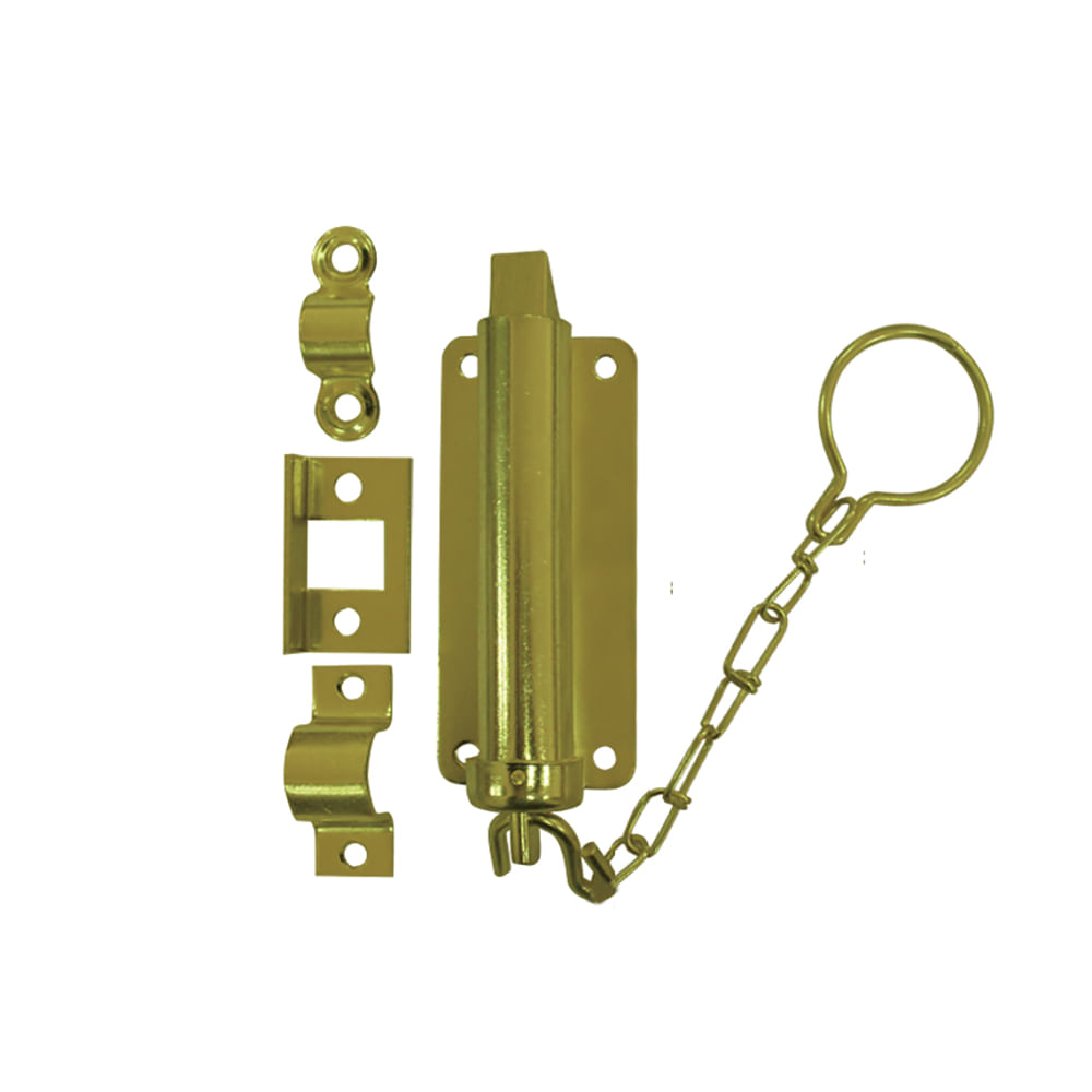 PICAPORTE CON CADENA Y ARGOLLA BEST VALUE 4" DORADO CONSTRUFACIL